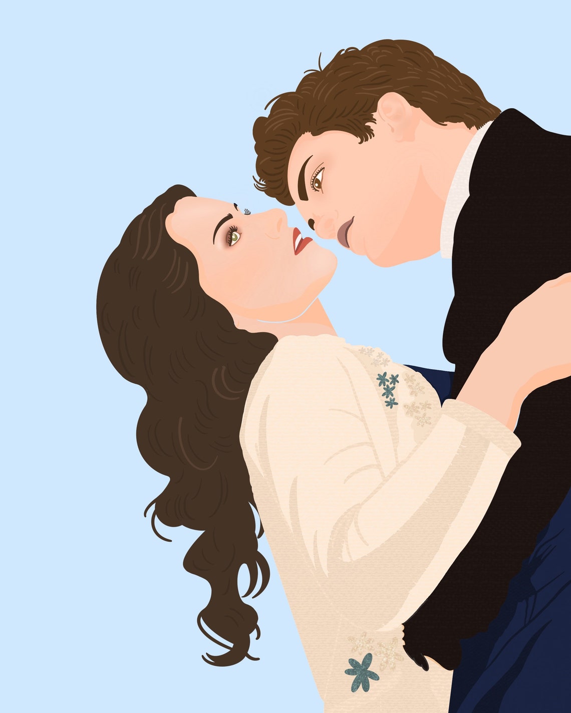 Twilight Edward and Bella Prom Minimalistic Illustrated Movie | Etsy