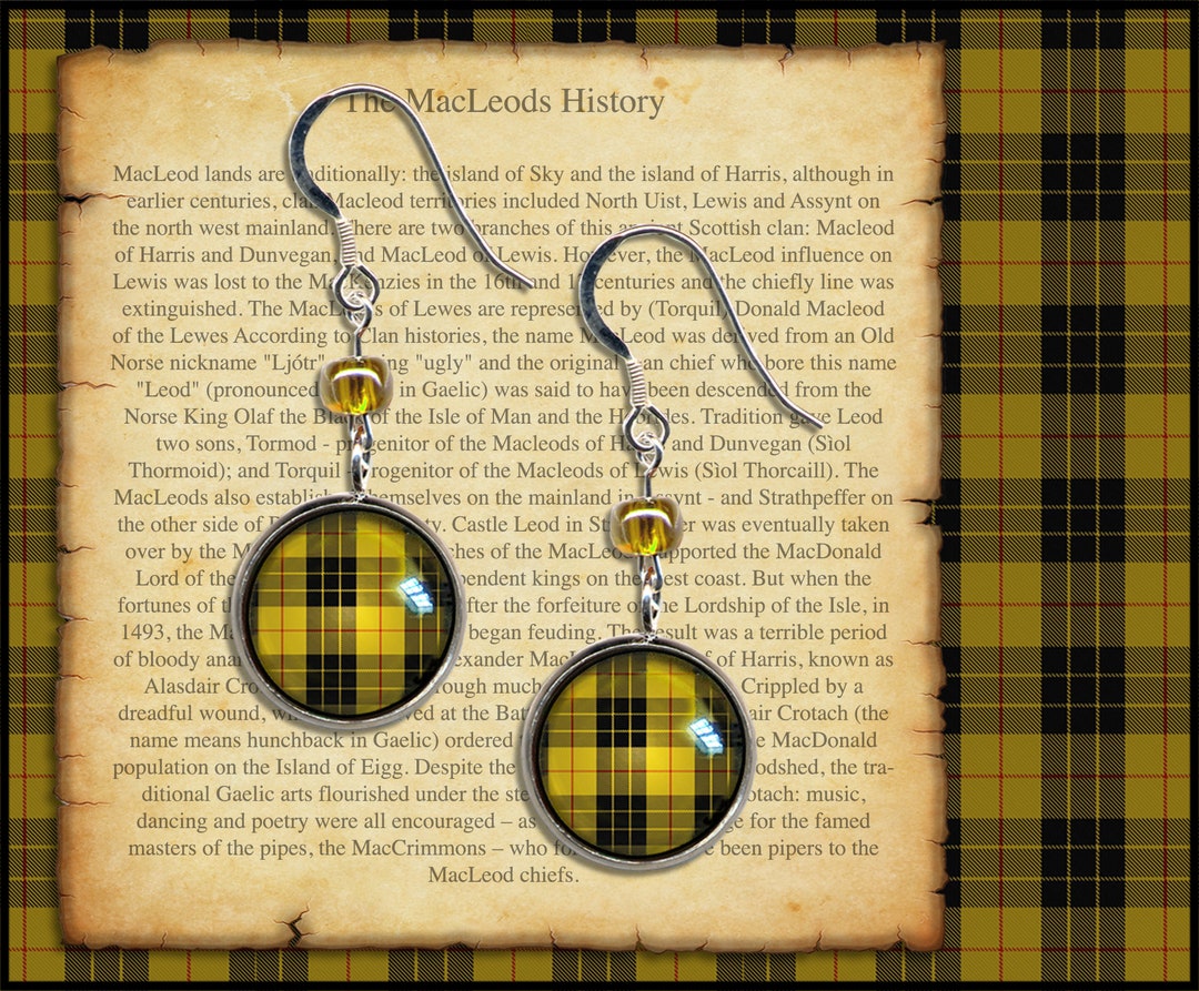 Macleod Earrings, Yellow Tartan, Heritage Jewelry - Etsy