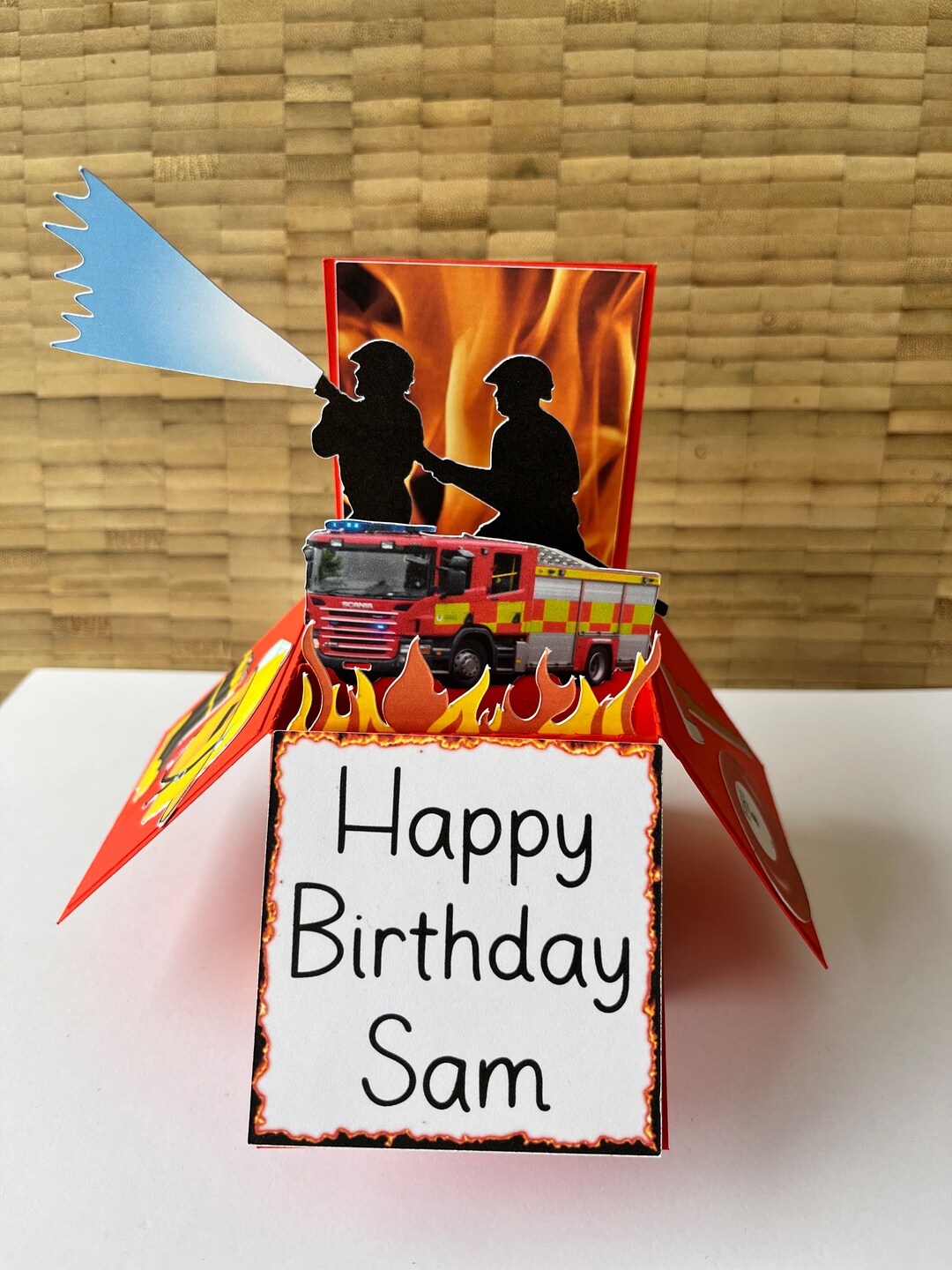 Fireman Card, Fireman Birthday Card, Fathers Day Card, 3D Pop up Card ...