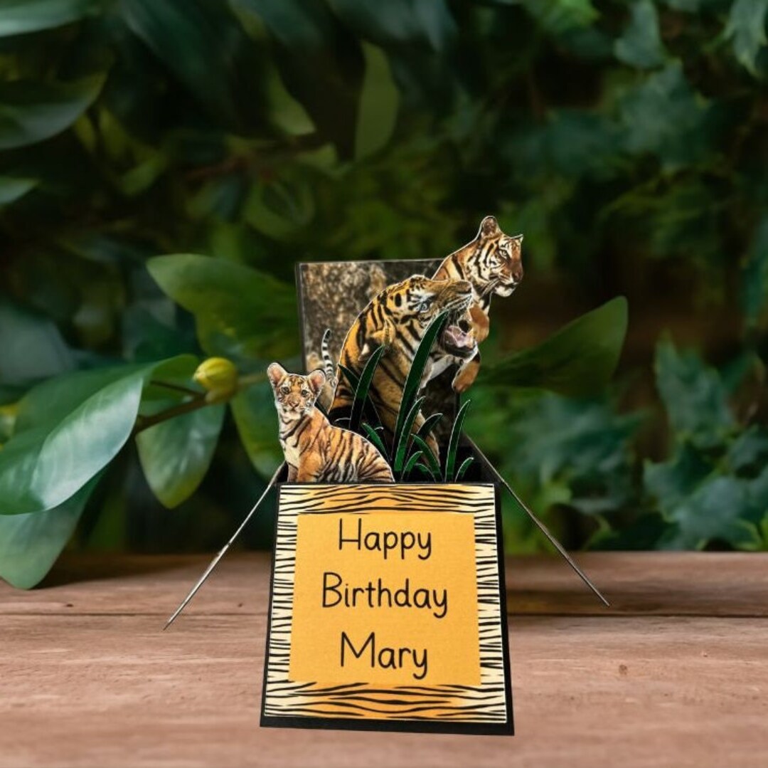 Tiger Pop up Box Card, Tiger Card, Birthday, Celebration Handmade, 3d ...