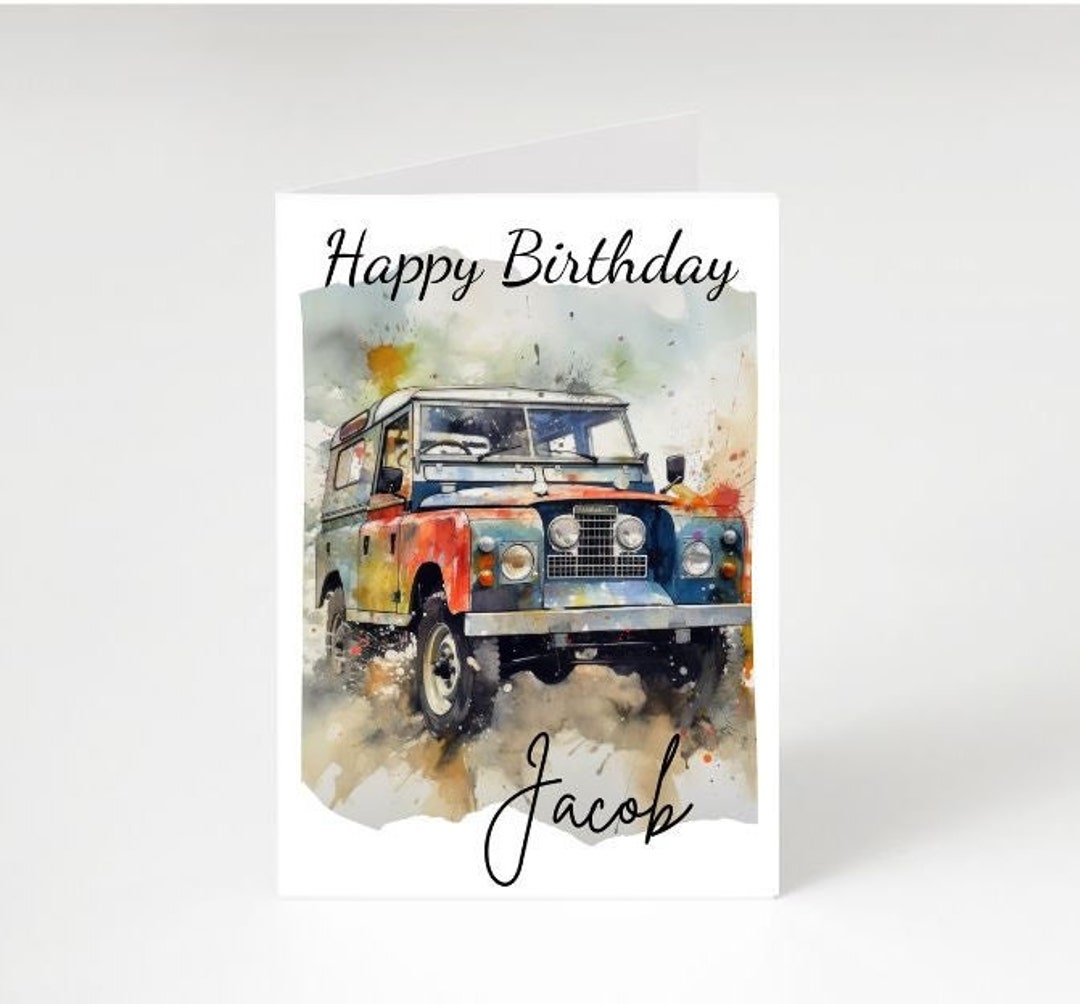 Land Rover Personalised Birthday Card. Land Rover Watercolour Print ...