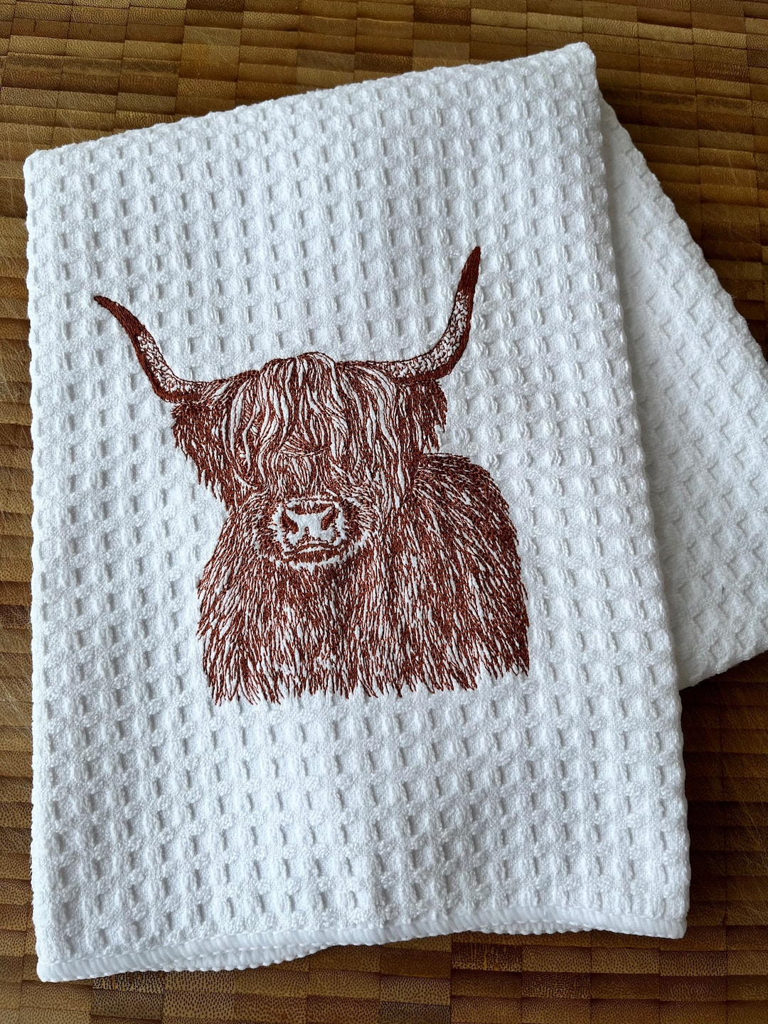 Highland Cow Embroidered Tea Towel Highland Cow Tea Towel - Etsy