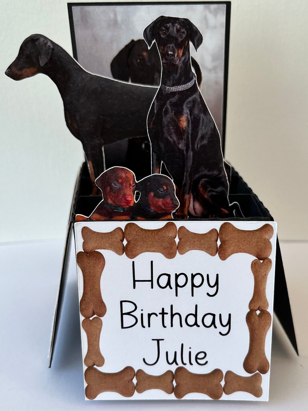 Doberman Pop up Box Card, Doberman Pinscher Card, Doberman Birthday ...
