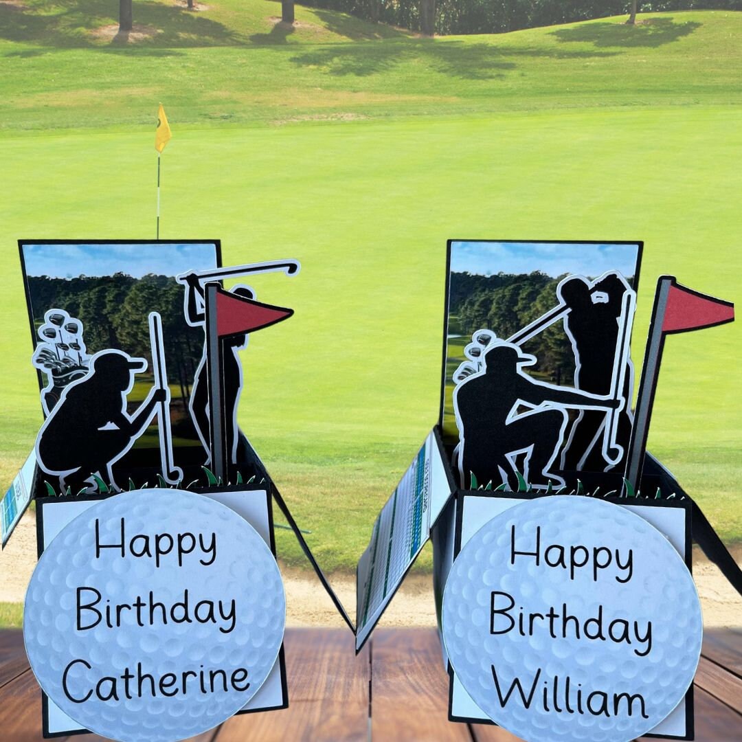 Golf Pop up Card, Golf Birthday Card, Lady Golfer Card, Man Golfer Card ...