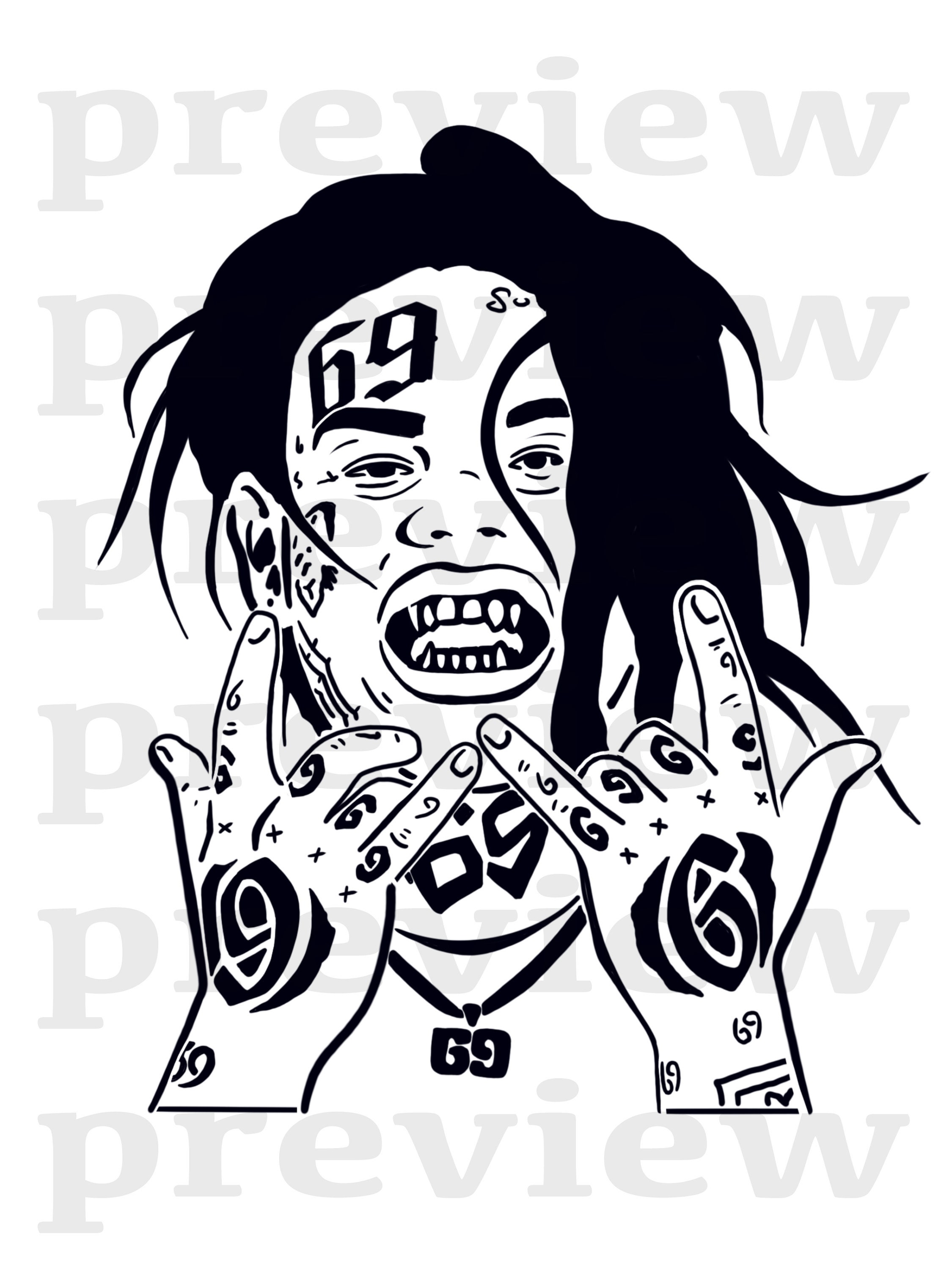 6ix9ine 69 six nine SVG file perfect for Cricut Cameo | Etsy