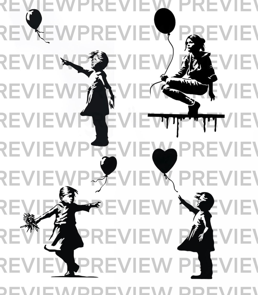 Banksy Stencil SVG BUNDLE 4 Seperate SVG Files Included - Etsy UK