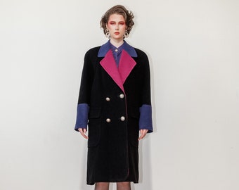 Colorblock Wool Coat - Etsy