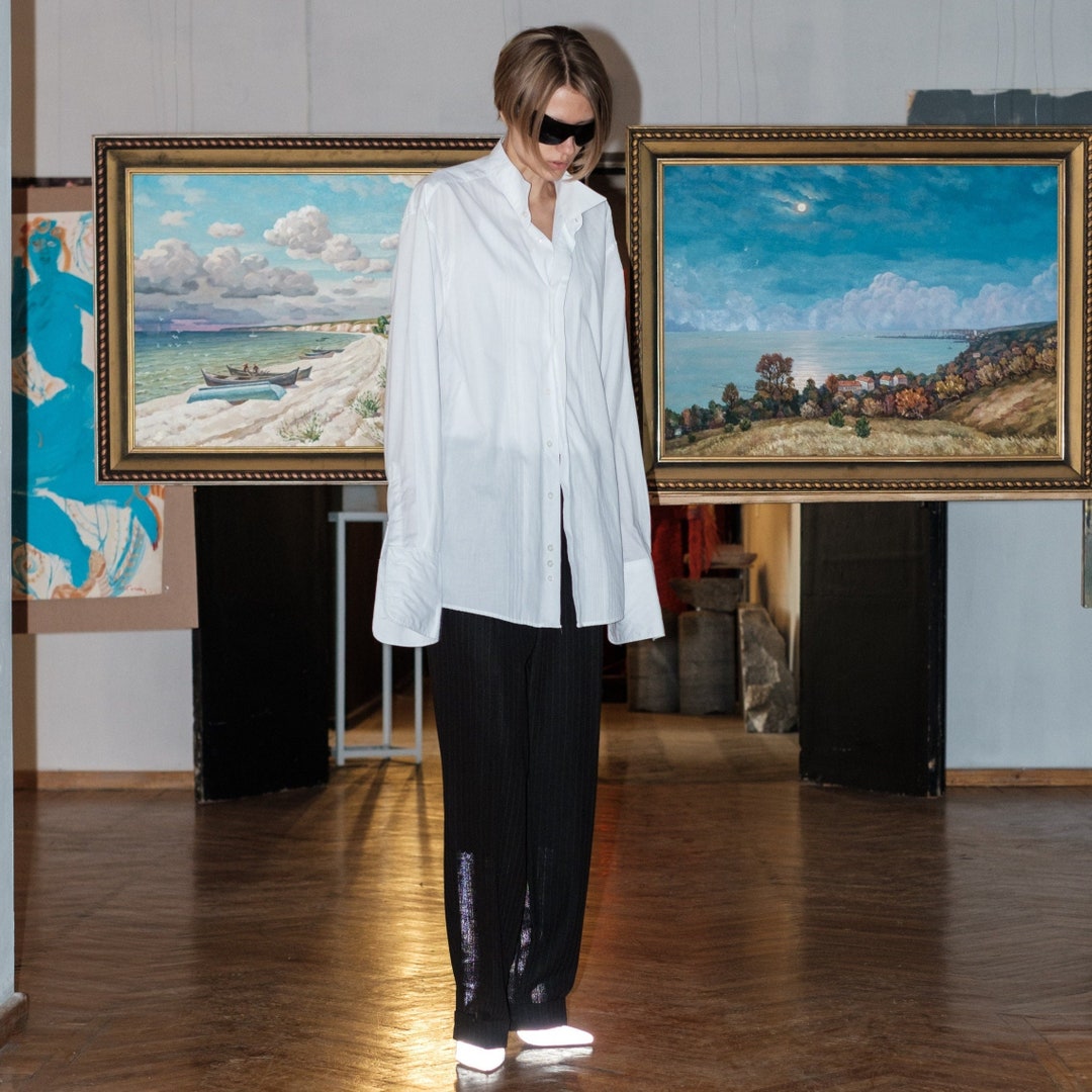 Vintage 90s Classic White Button up Shirt - Etsy