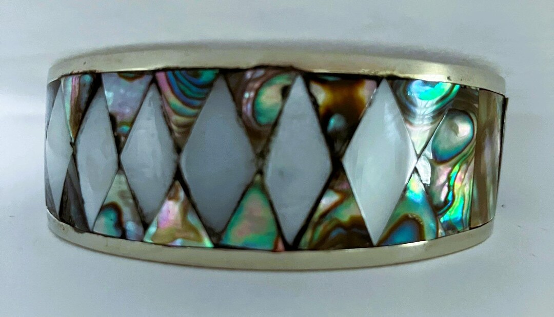 Handcrafted Abalone Shell and Mother of Pearl Cuff Bracelet. - Etsy