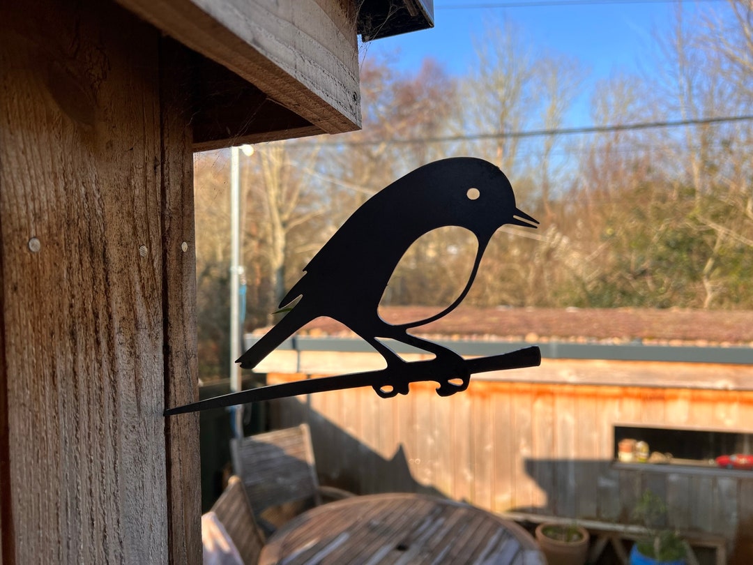 Metal Robin on a Branch, 3mm Corten Steel Sculpture Silhouette Garden ...