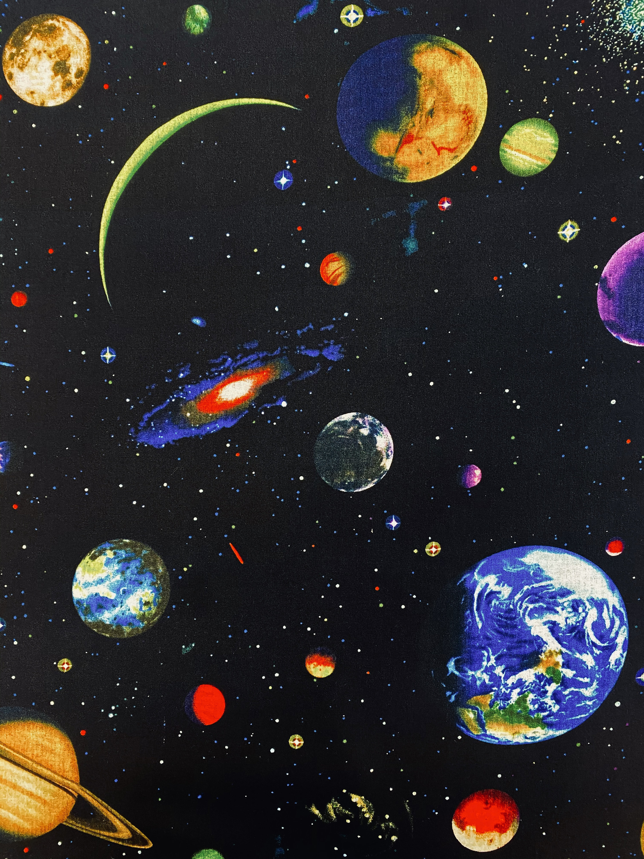 SOLAR SYSTEM Fabric 100% Premium Cotton Planets Space - Etsy