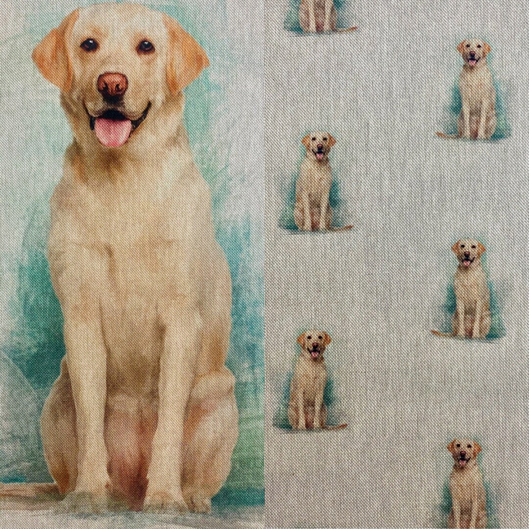 GOLDEN LABRADOR FABRIC Panel & Small Print Fabric 100% Craft Cotton ...