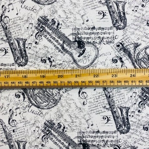 MUSIC THEMED FABRIC Fabric 1/2 Metre Musical Cotton Quilting Material ...