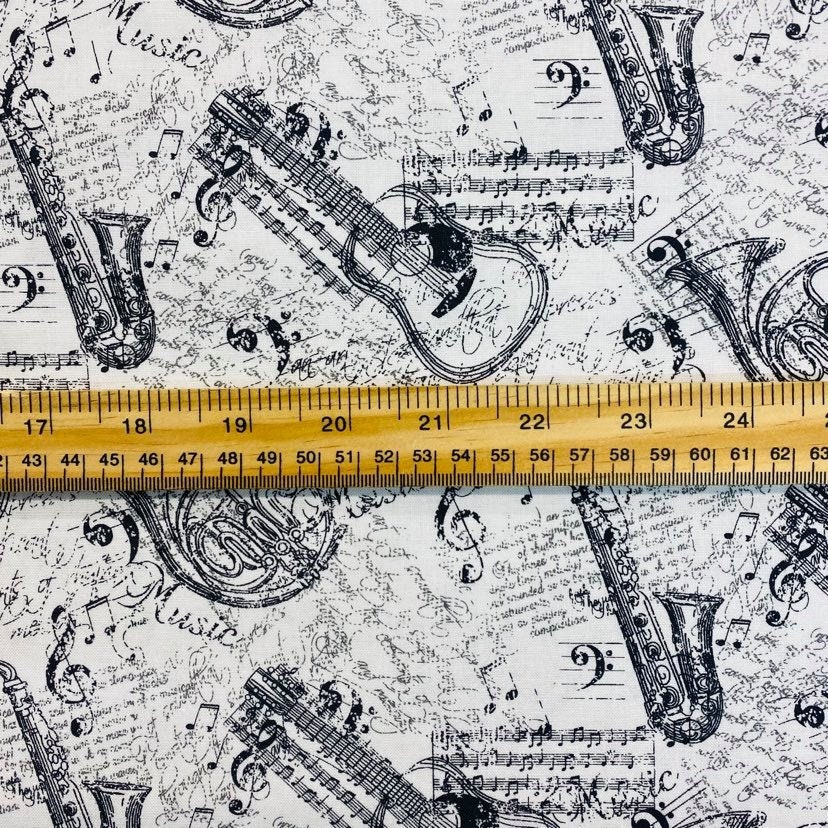 MUSIC THEMED FABRIC Fabric 1/2 Metre Musical Cotton | Etsy