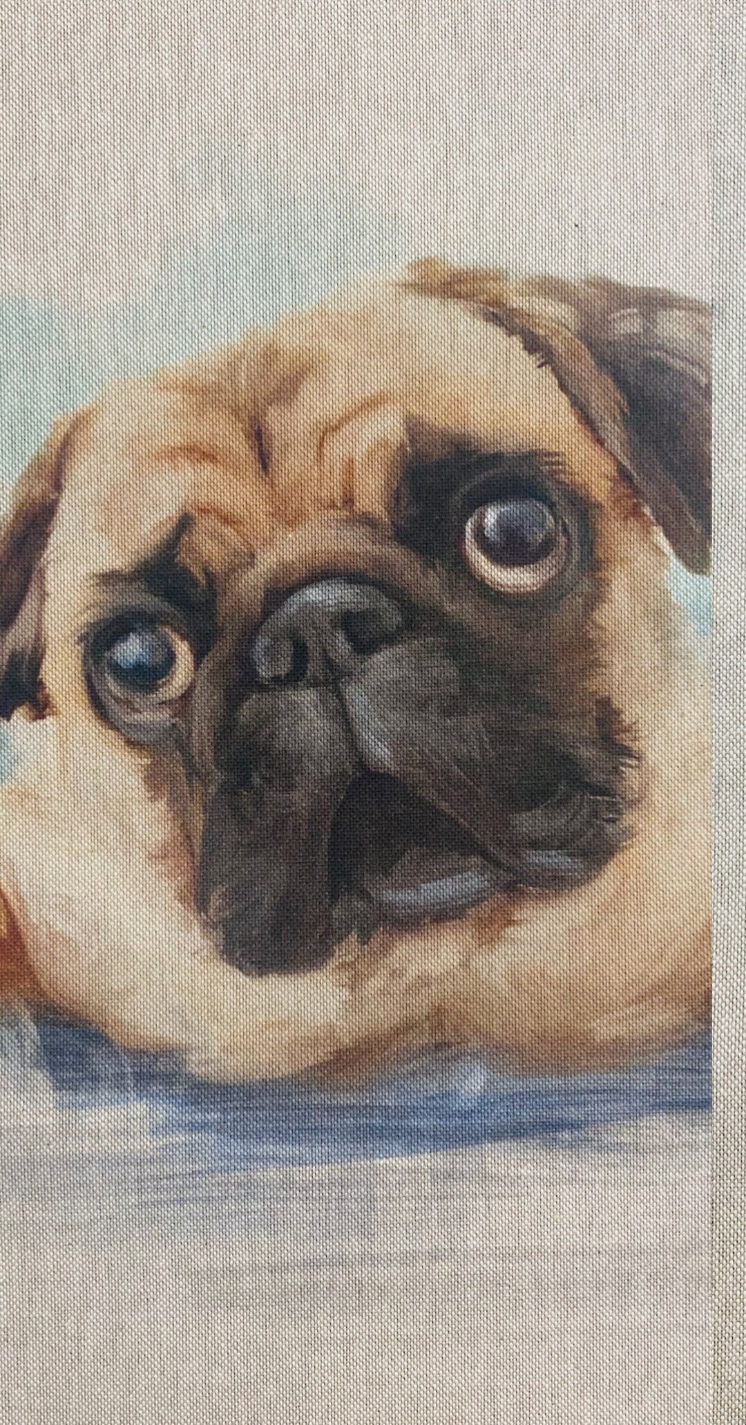 PUG Fabric Panel & Small Print Fabric 100% Craft Cotton Puppy Sewing ...