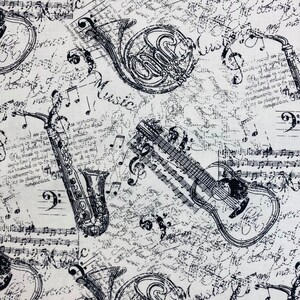MUSIC THEMED FABRIC Fabric 1/2 Metre Musical Cotton Quilting Material ...