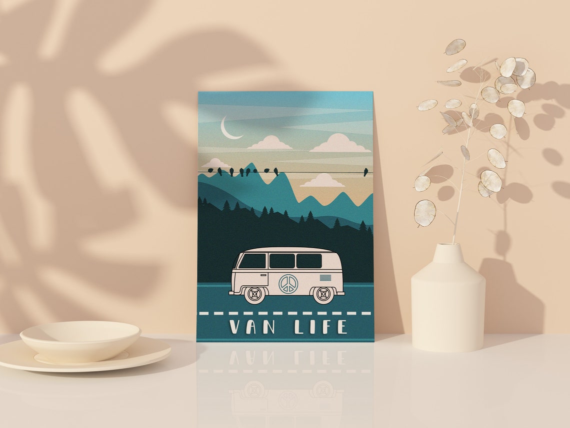 Van Life Print Campervan Art Camper Wall Art Poster A5 A4 A3 Print - Etsy