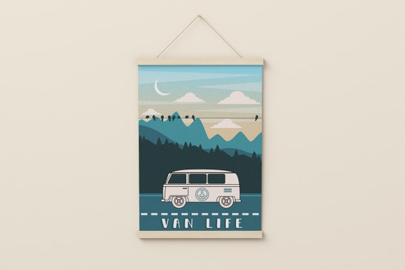 Van Life Print Campervan Art Camper Wall Art Poster A5 | Etsy