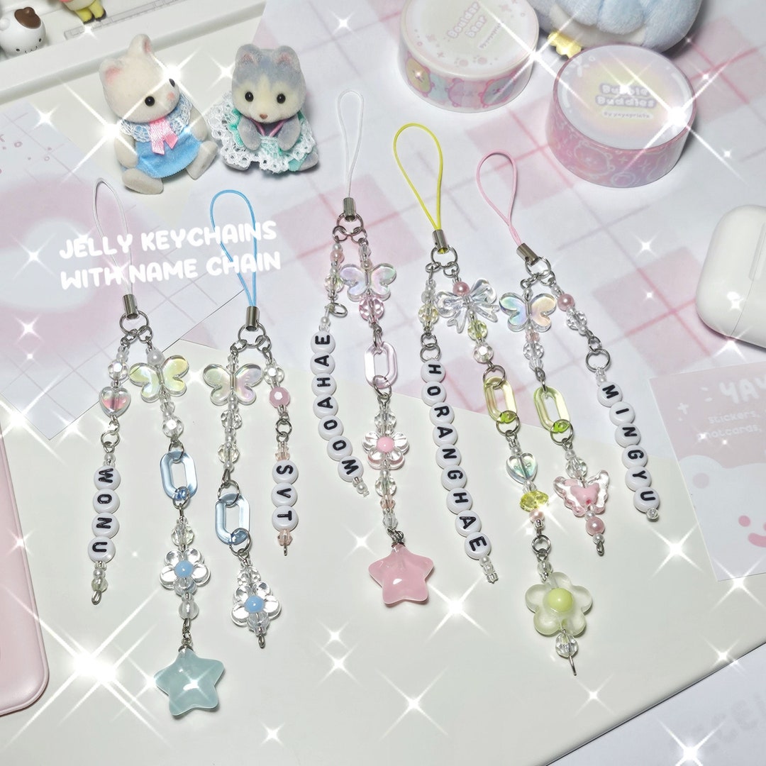 Cute Jelly Keychains With Name Chain Phone Charm, Cute, Kawaii - Etsy