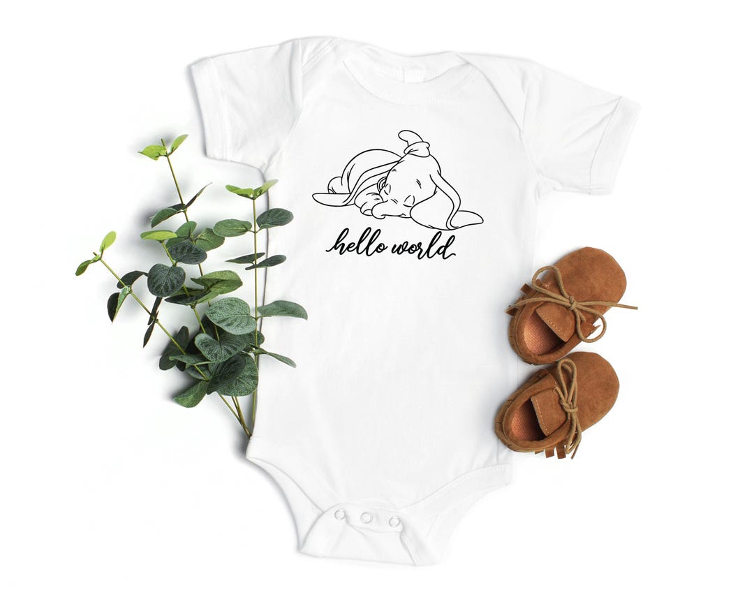 Personalised Dumbo Hello World Baby Vest, New Baby Gift, Coming Home ...