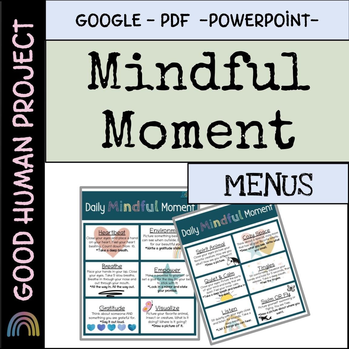 Mindful Moment Menu | Mindfulness for Children | Good Human Project ...
