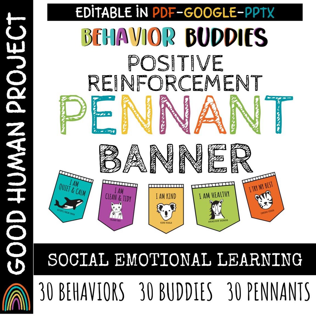 Behavior Buddies: Pennant Banner | Good Human Project | Editable - Etsy
