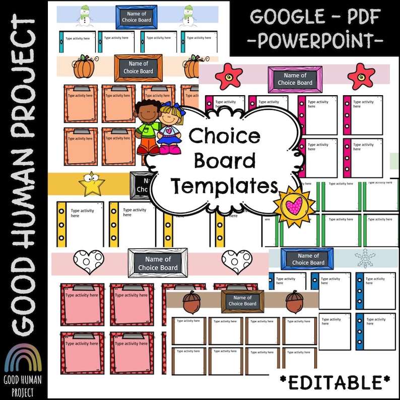 Google Slides Choice Board Templates | Google Classroom | Good Human ...
