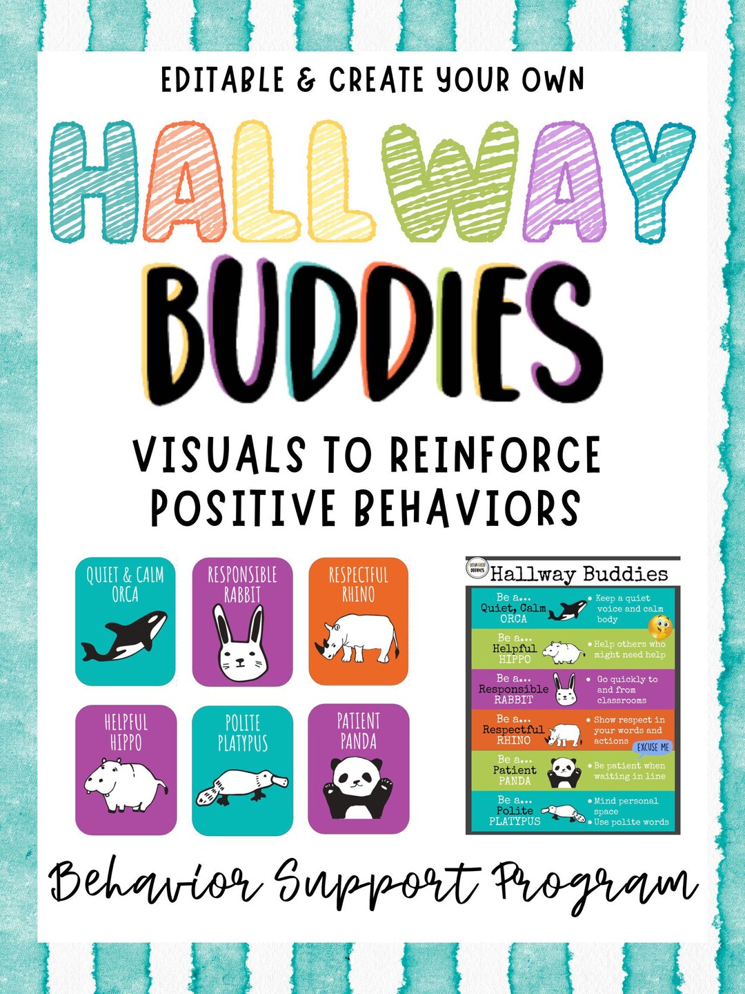 Hallway Buddies Behavior Visuals | Positive Reinforcement, SEL ...