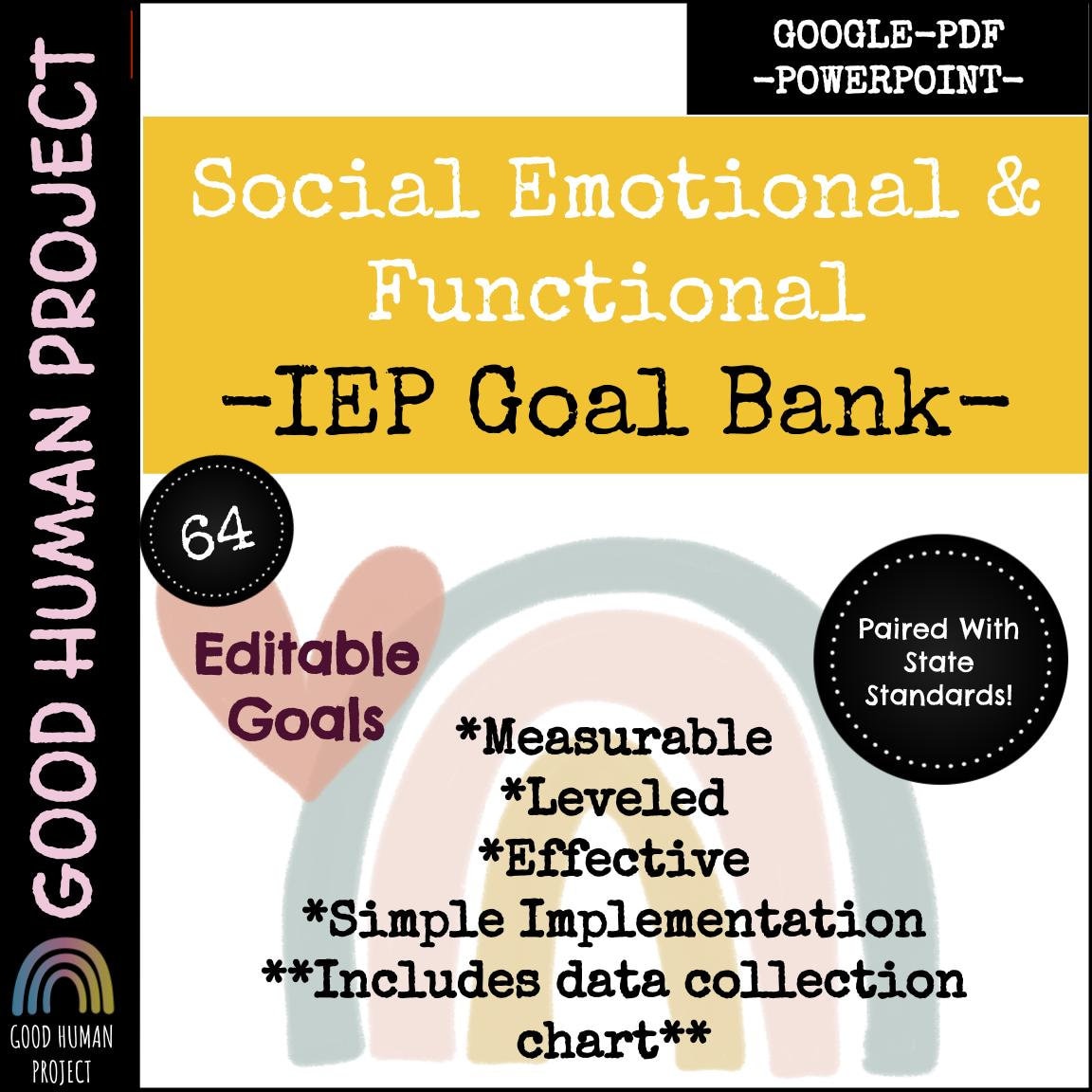 IEP Goal Bank | Social Emotional and Functional IEP Goals | Leveled ...