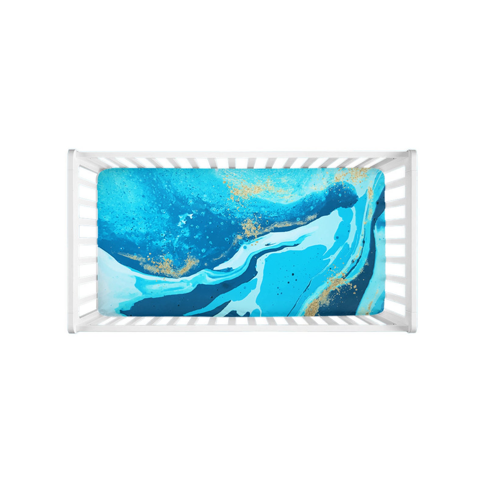 Blue Crib Sheets Watercolor Marble Nursery Decor Girl or Boy - Etsy