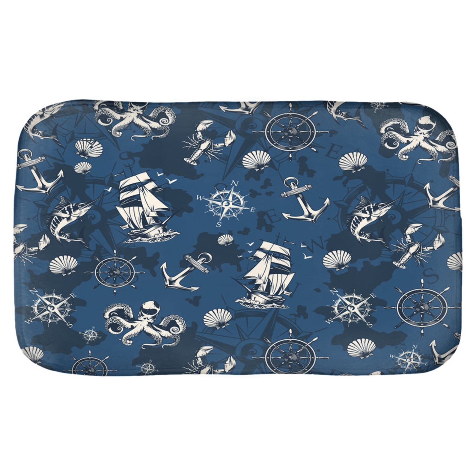 Navy Blue Bath Mats Nautical Bathroom Decor Farmhouse Bohemian - Etsy