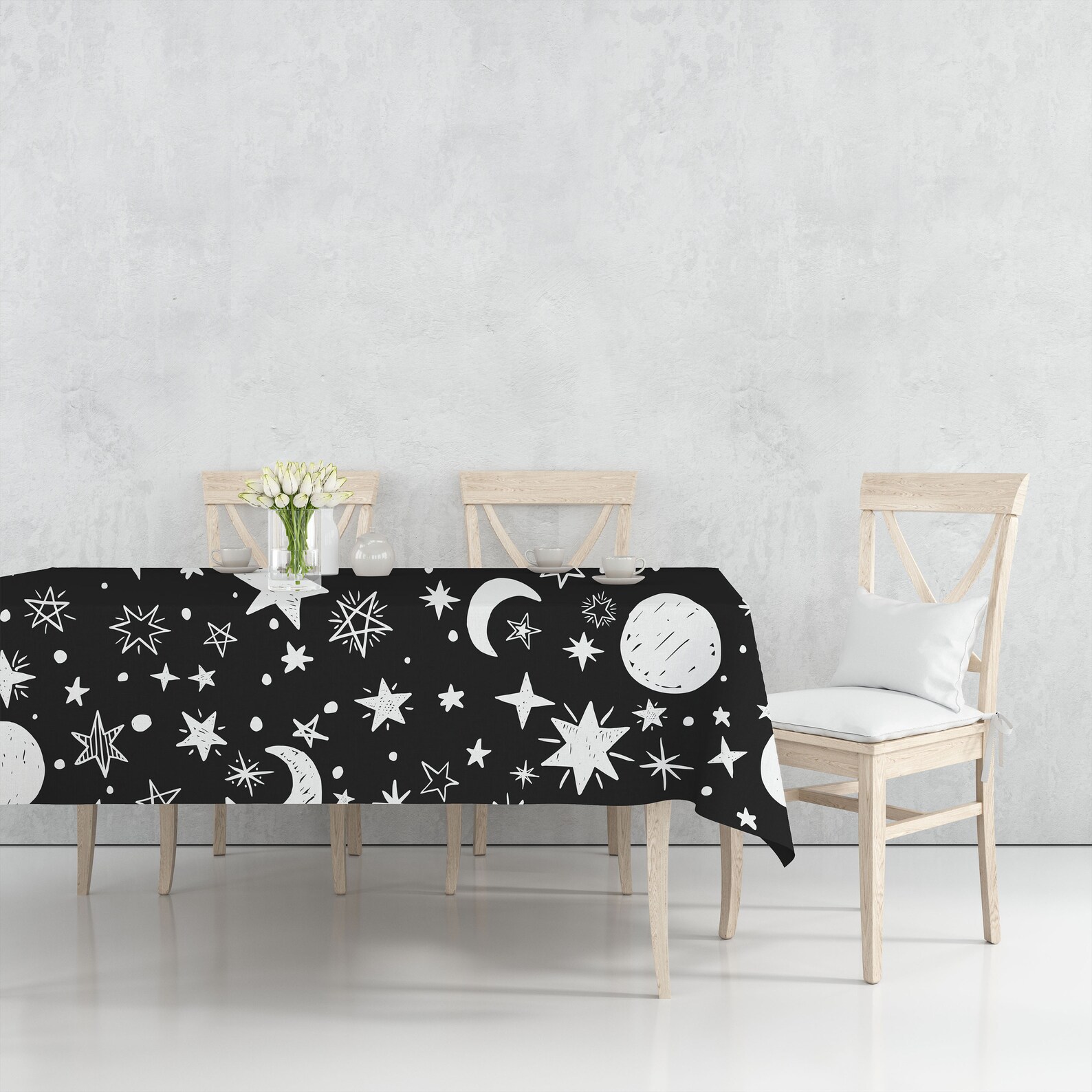 Celestial Table Cloth Black Stars Tablecloths Gothic Home - Etsy