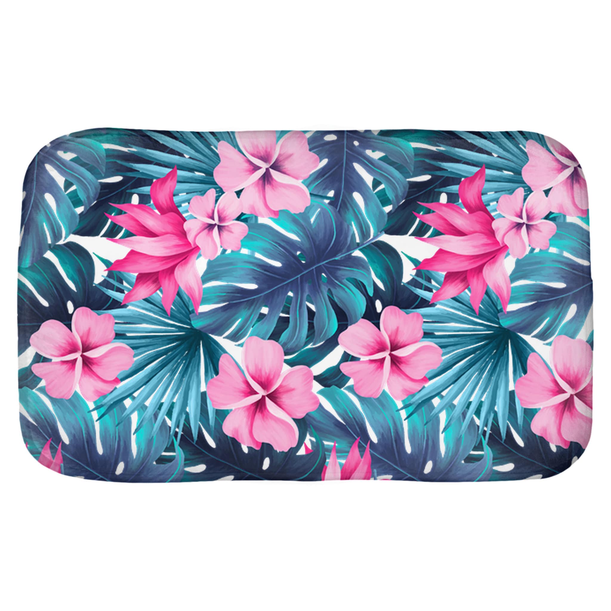 Tropical Teal and Pink Flowers Bath Mats Unique Bath Mat Boho - Etsy