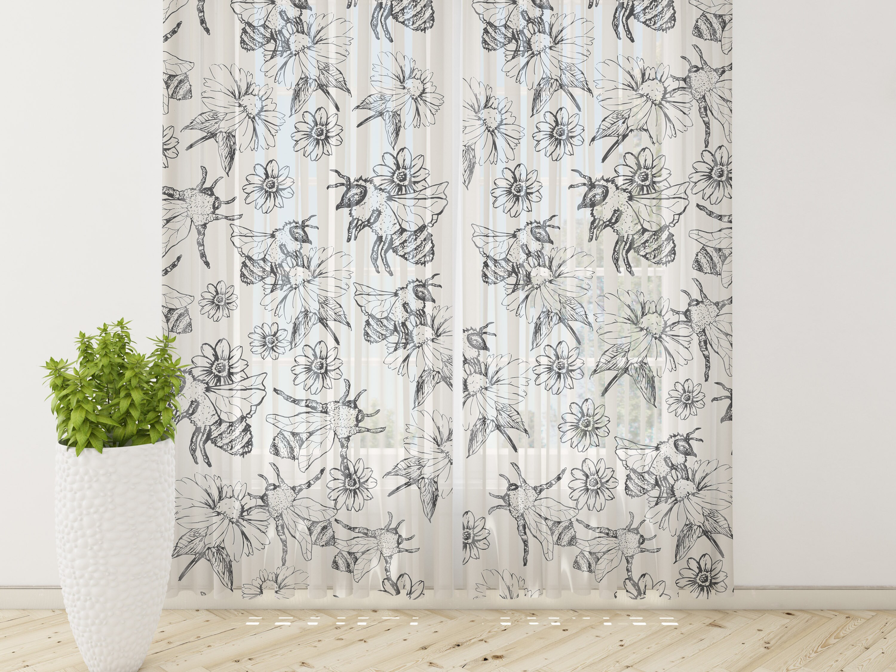 Beige Bees Curtains Bohemian Farmhouse Primitive Boho - Etsy