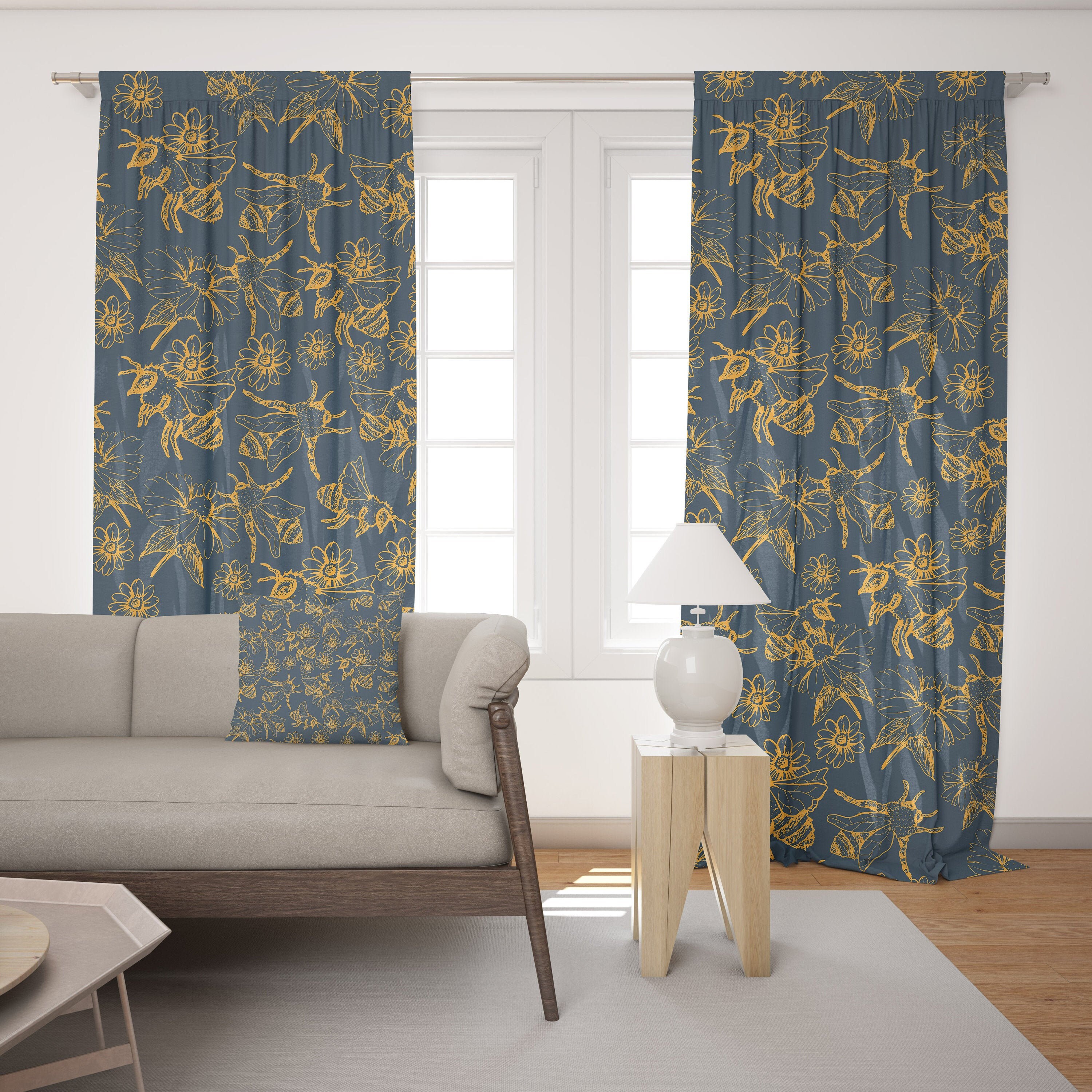 Bee Curtains Panels Bohemian Farmhouse Primitive Boho Linen - Etsy