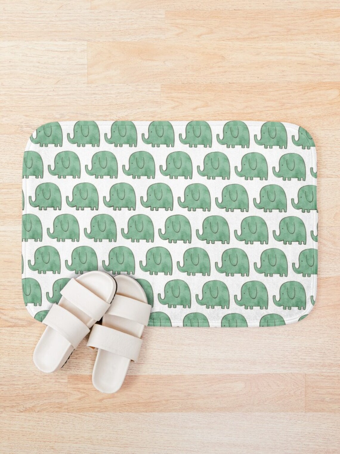 Non Slip Green Elephant Bath Mat Farmhouse Minimal Rustic Kids - Etsy