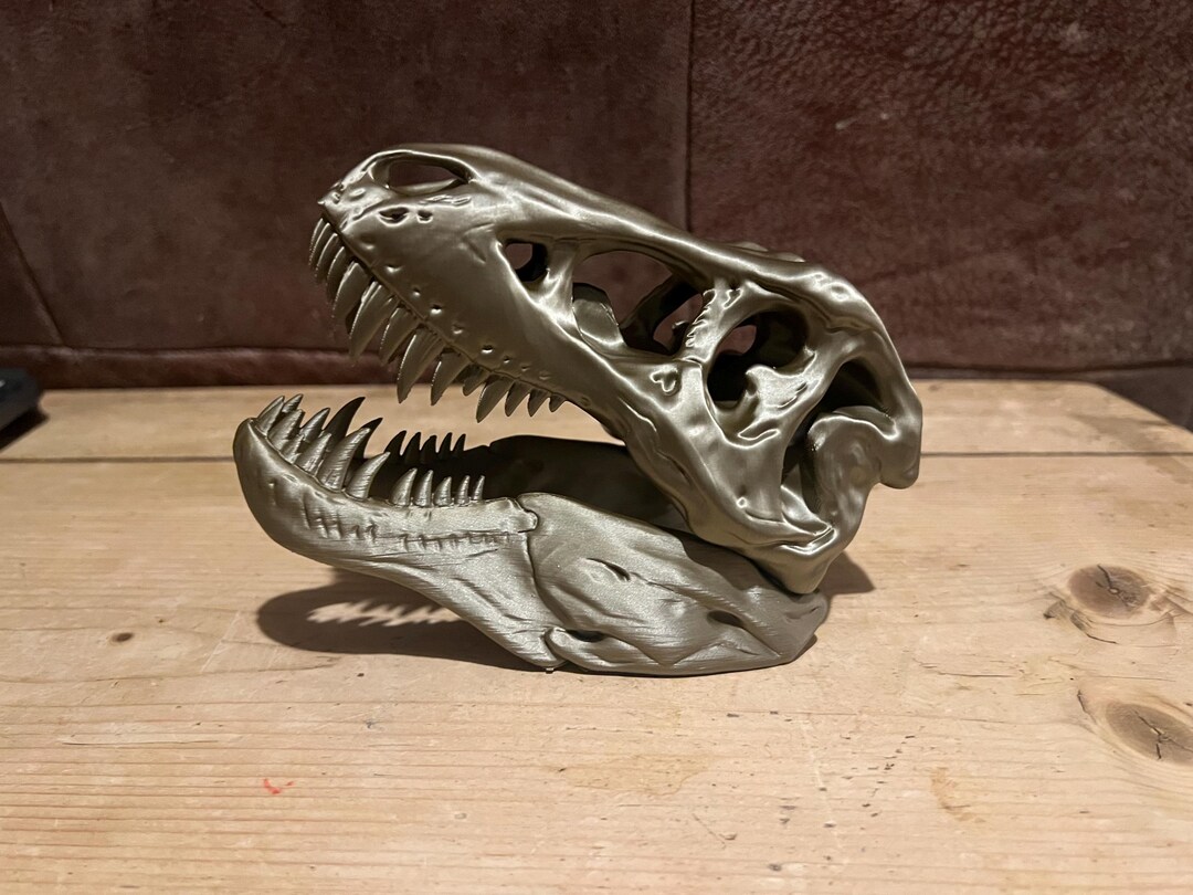 Gold T-rex Skull, 3D Printed Dinosaur Fossil in Gold Filament. - Etsy