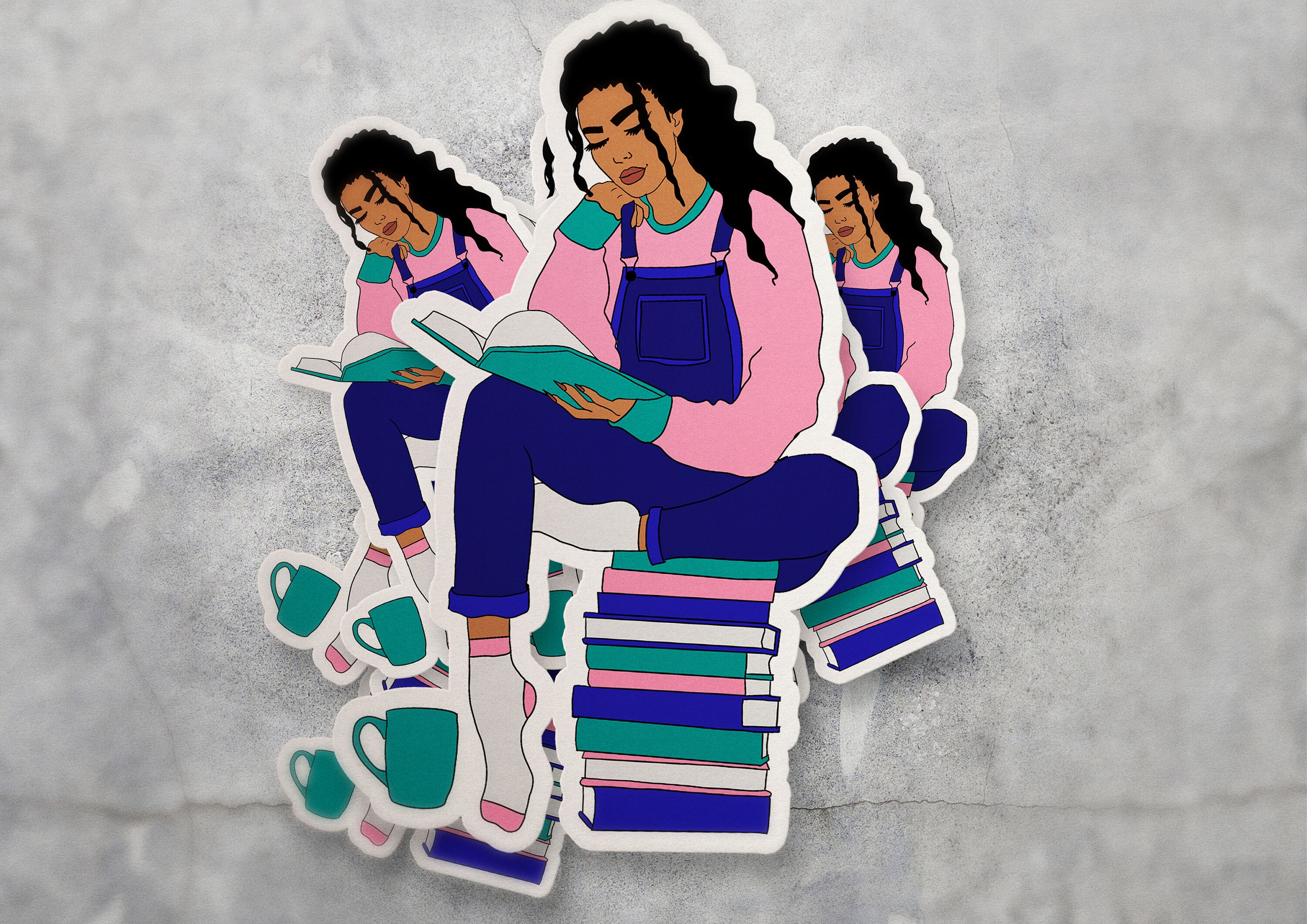 Paper & Party Supplies Stickers Black Girl Reading Sticker Black Woman ...