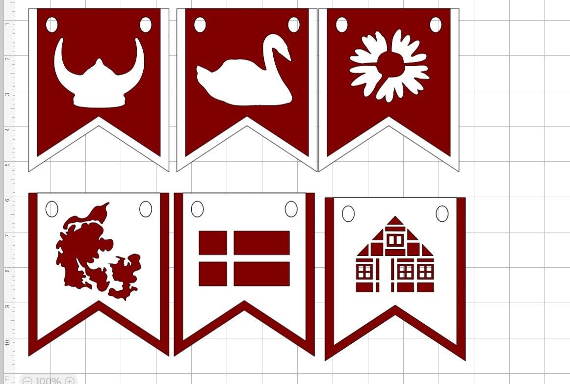 Danish Banner Svgs, Six Layered Pennant Digital Files for Cricut ...