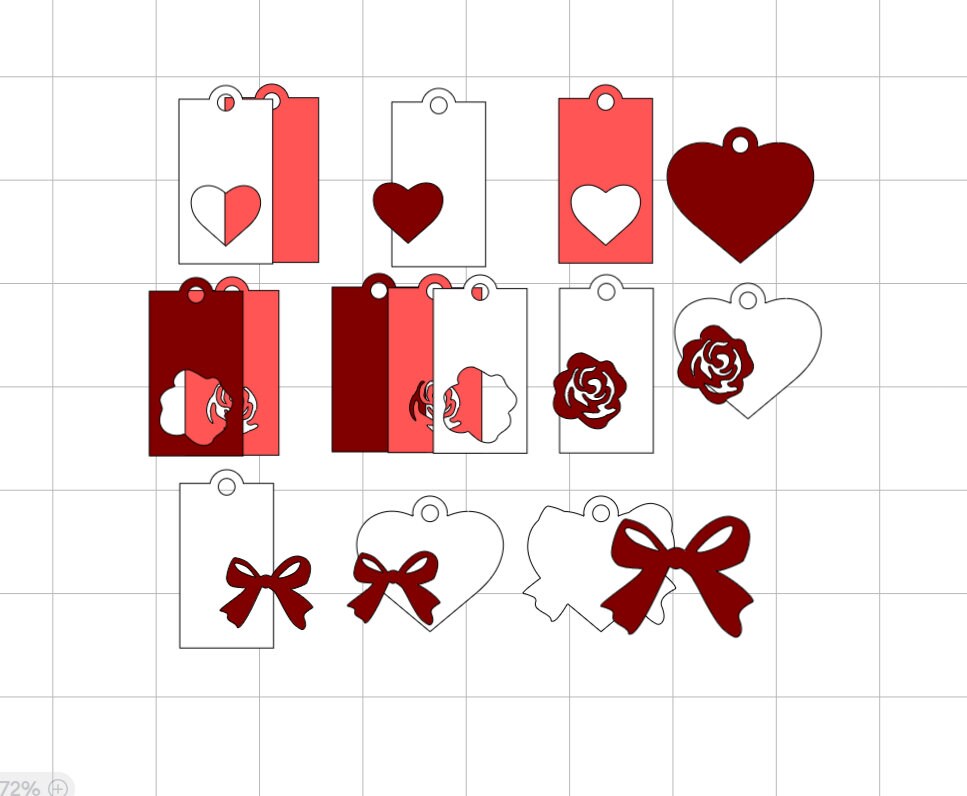 Valentines Gift Tag Collection Svgs, Set of 11 Heart, Rose and Bow Tag ...