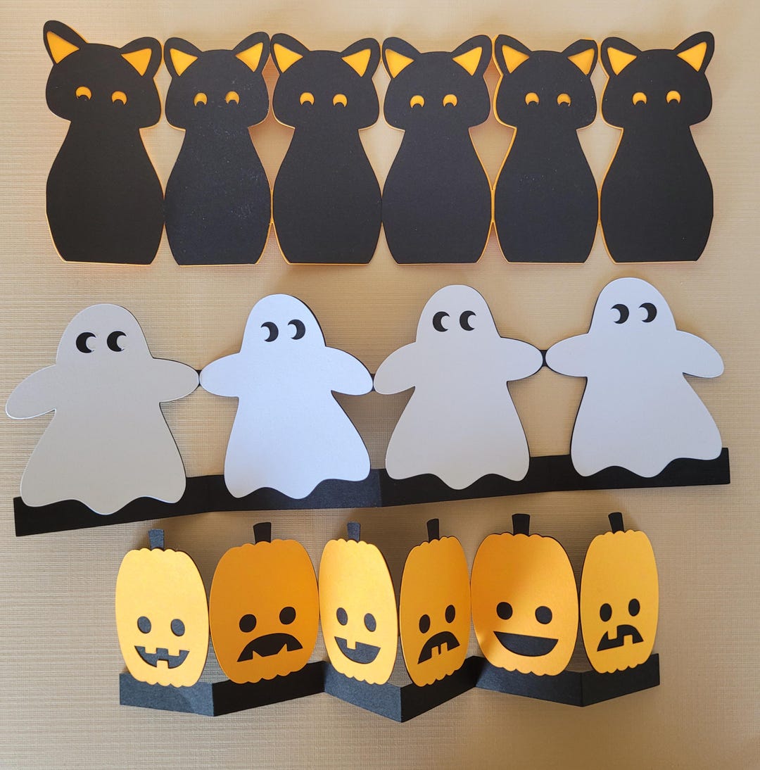 Halloween Paper Chain SVG Set: Ghosts, Cats, Jack-o-lanterns (digital ...