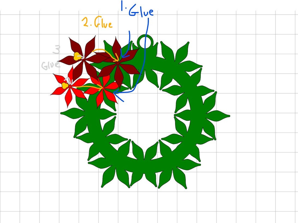 3D Paper Poinsettia Wreath SVG, Layered Digital File - Etsy