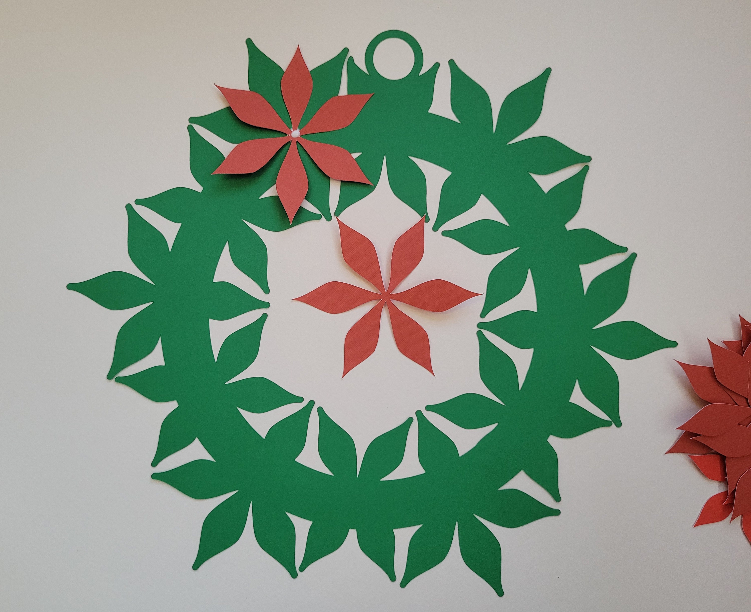 3D Paper Poinsettia Wreath SVG Layered Digital File - Etsy