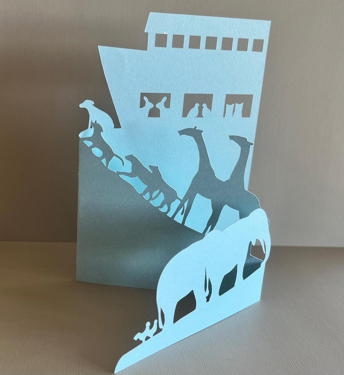 Noah's Ark Tri Fold Card and Envelope SVG, Digital Cut File - Etsy