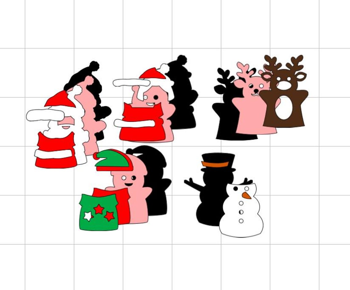 Christmas Santa and Friends Stick Puppet Set Svgs, Digital Cut Files - Etsy