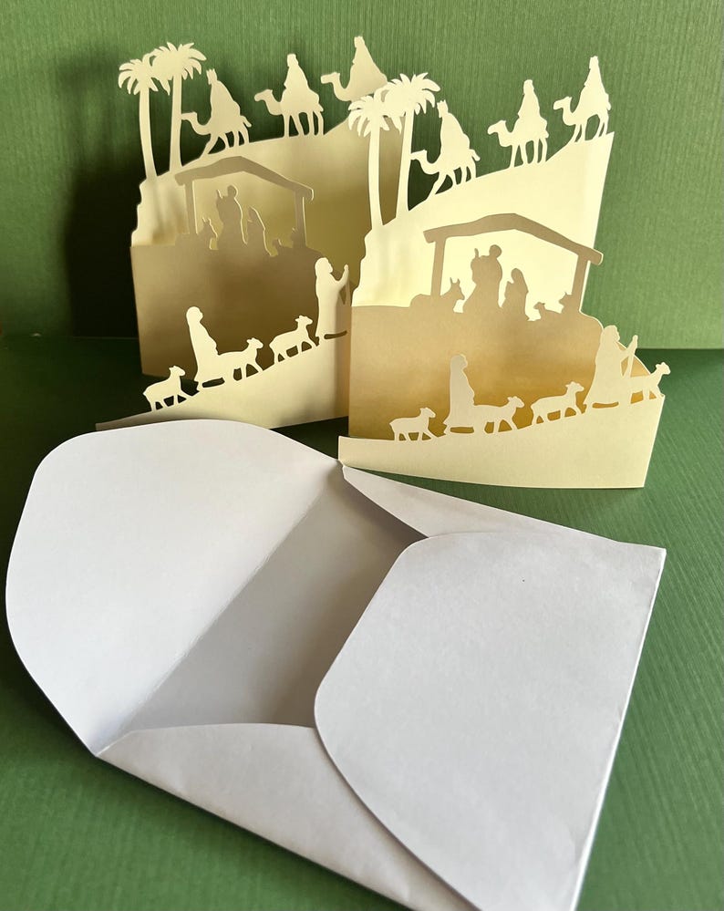 Tri Fold Christmas Nativity Special Card and Envelope SVG, Digital Cut ...