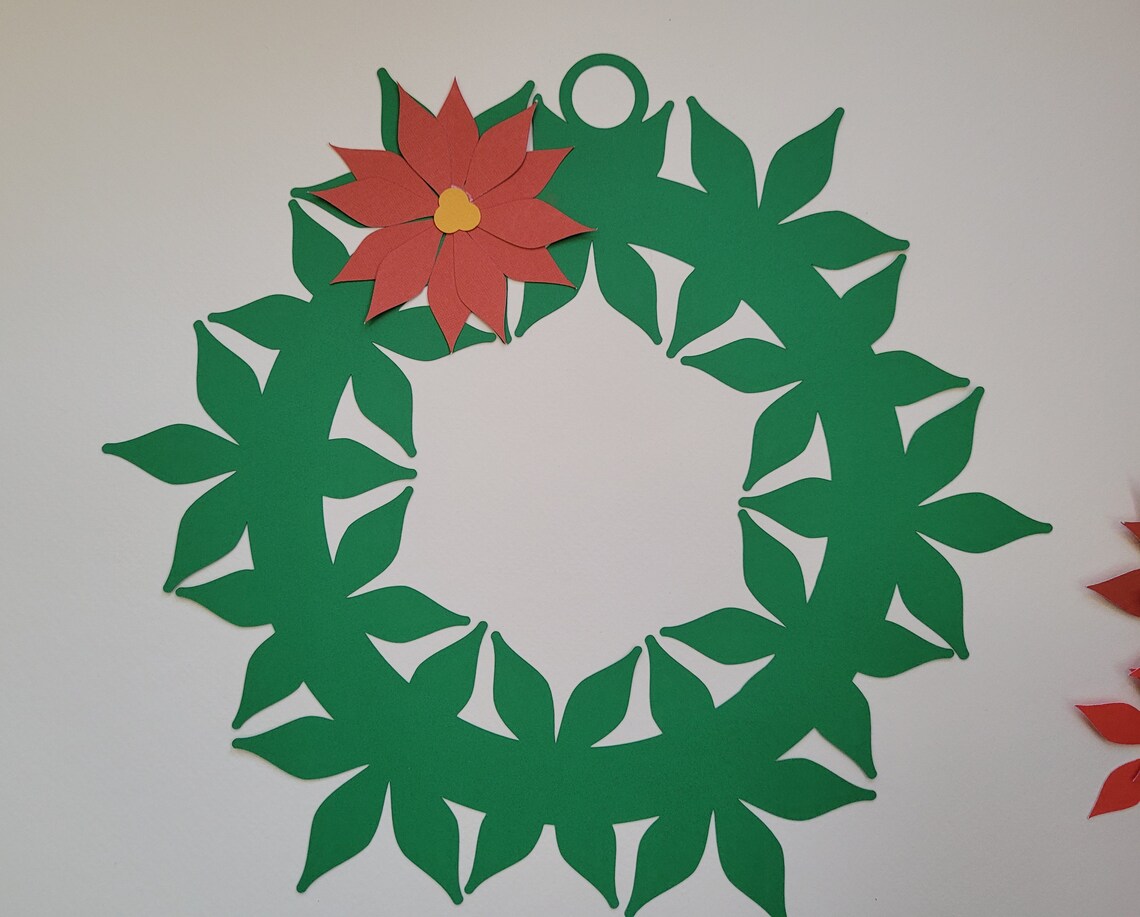 3D Paper Poinsettia Wreath SVG Layered Digital File - Etsy