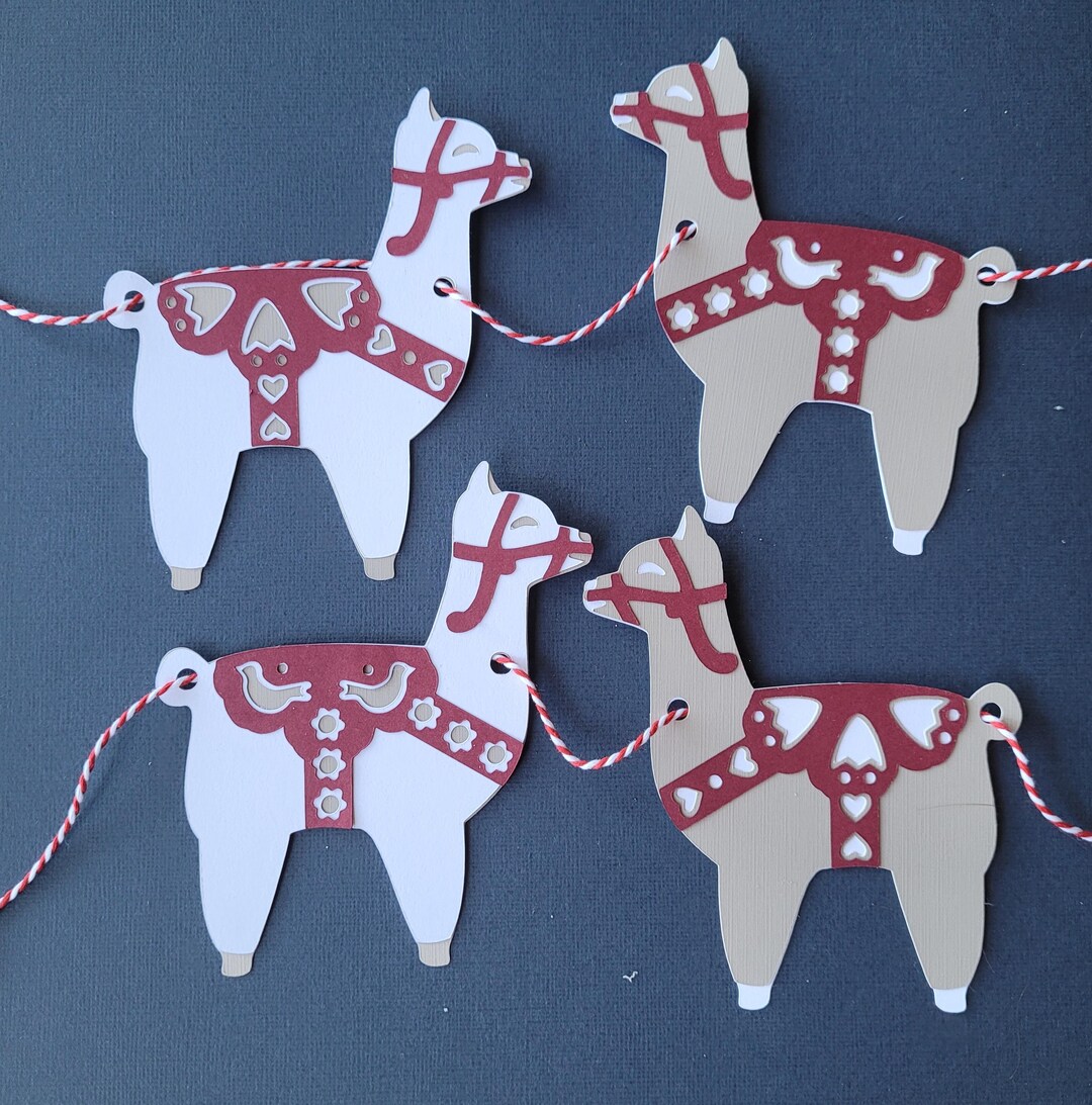 Scandinavian Dala Llama Banner and Cut Out Svgs, Layered Digital Files ...