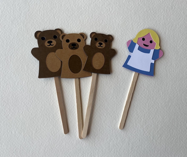 Goldilocks and the Three Bears Stick and Finger Puppet Theater Set Svgs ...
