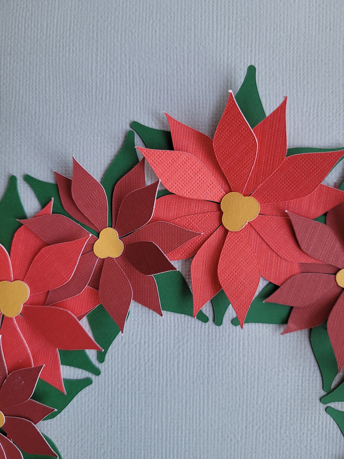 3D Paper Poinsettia Wreath SVG Layered Digital File - Etsy